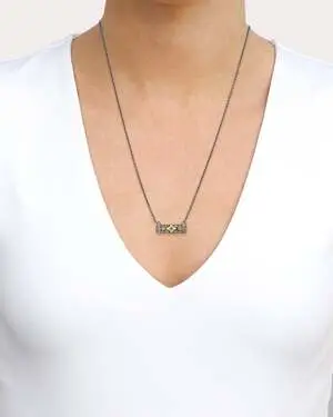 Armenta Diamond & Blackened Two-tone Crivelli Bar Necklace - Silver