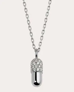 ELIOR Diamond And 18k White Gold Mini Pill Pendant Necklace - Silver