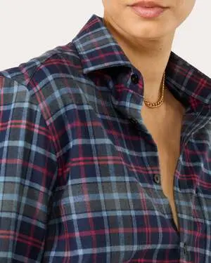 WITH NOTHING UNDERNEATH The Classic Brushed Plaid Cotton Wool Shirt - Multicolor