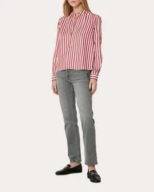 WITH NOTHING UNDERNEATH Boyfriend Stripe Tencel Shirt
