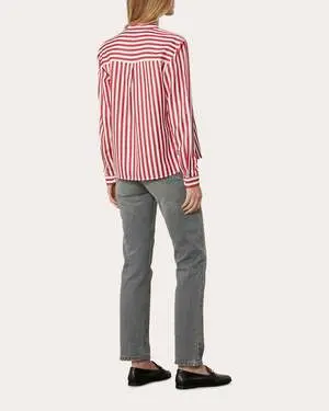 WITH NOTHING UNDERNEATH Boyfriend Stripe Tencel Shirt