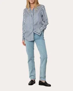 WITH NOTHING UNDERNEATH The Boyfriend Stripe Tencel Shirt