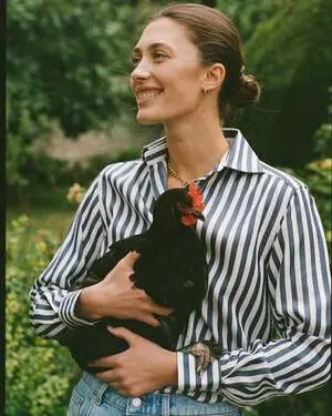 WITH NOTHING UNDERNEATH The Boyfriend Stripe Tencel Shirt
