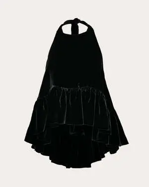Azeeza Winston Velvet Ruffle Halter Top