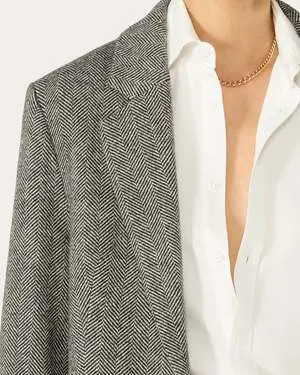 WITH NOTHING UNDERNEATH Hutton Herringbone Wool Blazer