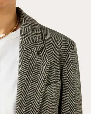 WITH NOTHING UNDERNEATH Hutton Herringbone Wool Blazer