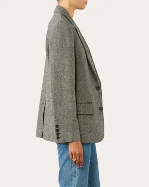 WITH NOTHING UNDERNEATH Hutton Herringbone Wool Blazer