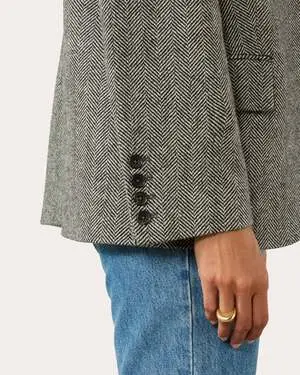 WITH NOTHING UNDERNEATH Hutton Herringbone Wool Blazer