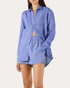 WITH NOTHING UNDERNEATH Boyfriend Linen Shirt