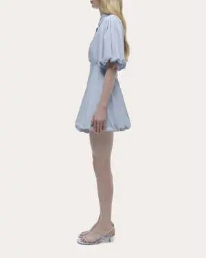 Simkhai Cleo Poplin Puff-sleeve Mini Shirt Dress - Blue