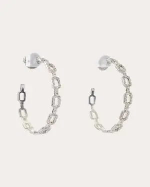 Armenta Diamond Paperclip Hoop Earrings - Silver