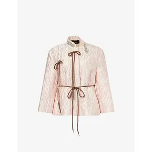 Simone Rocha Floral-print Quilted Satin Jacket - Pink Brown Pearl Clear