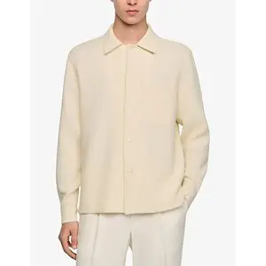 Sandro Long-sleeved Textured Woven Shirt - Ecru