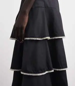 Sandro Cotton Embellished Maxi Skirt