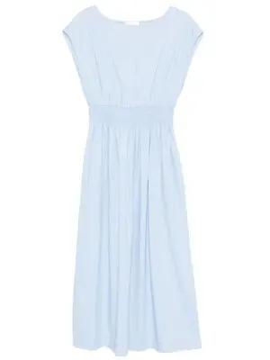 ROBERTO COLLINA Elasticated Waist Cotton Midi Dress - Blue
