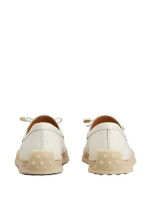 TOD'S Leather Loafers With Raffia Sole