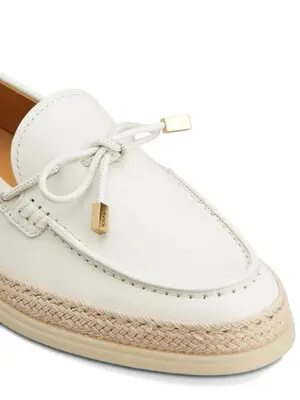 TOD'S Leather Loafers With Raffia Sole