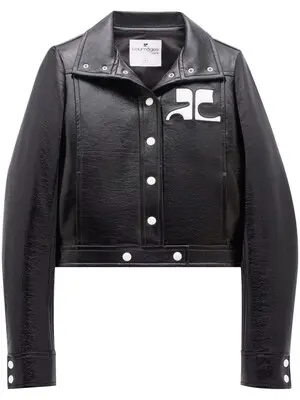 COURREGES Re-edition Vinyl Jacket With Logo Detail - Black