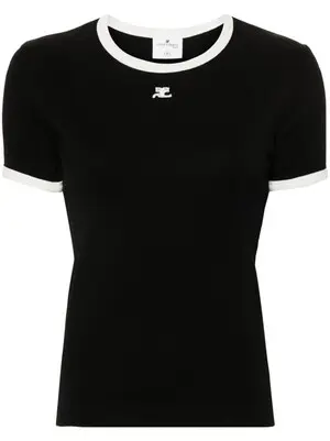 COURREGES Contrast T-shirt - Black