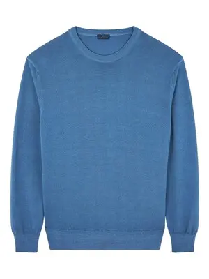 Paul & Shark Thin Ribbed Wool Pullover - Blue