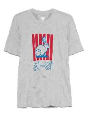 Bottega Veneta Graphic Rabbit-print Crushed Cotton Jersey T-shirt - Grey