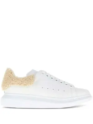 Alexander McQueen Oversize Leather Sneakers With Shearling - White
