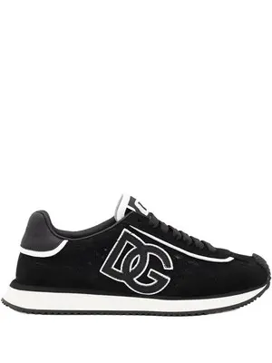 Dolce & Gabbana Suede Cushion Sneakers With Lace Details - Black