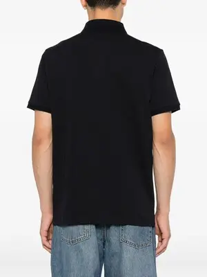 Moncler Piqué Cotton Polo With Logo Patch - Blue