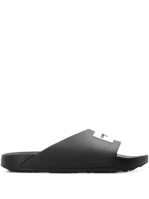 Givenchy Flat Mules With Logo - Black