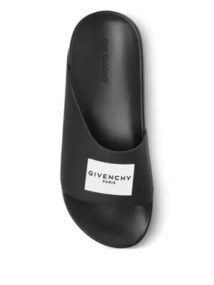 Givenchy Flat Mules With Logo - Black