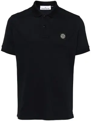 Stone Island Slim Fit Cotton Piqué Polo - Blue