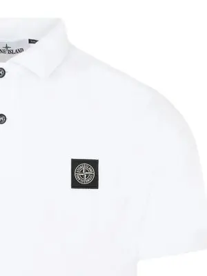 Stone Island Slim Fit Cotton Piqué Polo - White