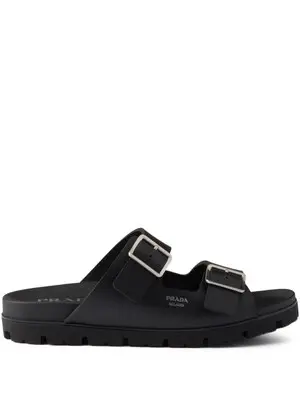 Prada Double Buckle Sandals - Black