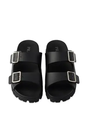Prada Double Buckle Sandals - Black