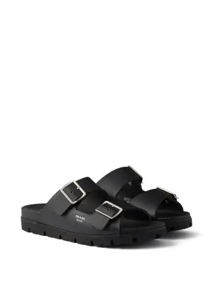 Prada Double Buckle Sandals - Black