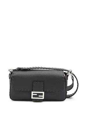 Fendi Baguette Messenger Bag With Stitching - Grey