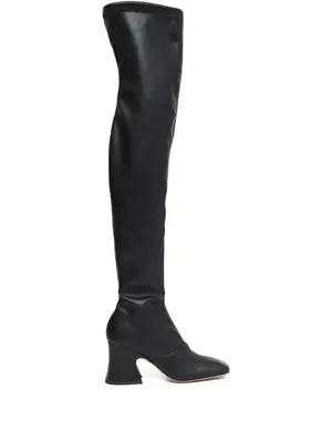 Chloé Janis Over-the-knee Boots In Stretch Fabric With Leather Effect - Black