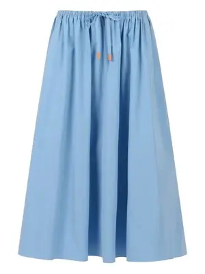 Marni Organic Poplin Drawstring Midi Skirt - Blue