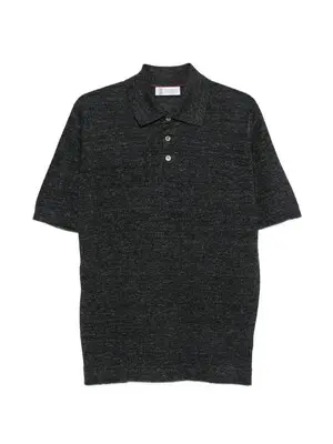 Brunello Cucinelli Linen And Cotton Knit Polo - Grey
