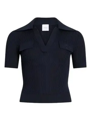 PATOU Cotton Knit Polo With Logo Embroidery - Blue