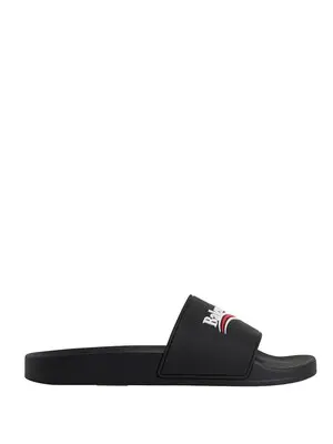 Balenciaga Rubber Pool Slide Sandals - Black