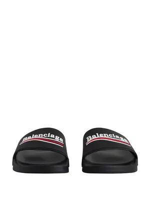 Balenciaga Rubber Pool Slide Sandals - Black