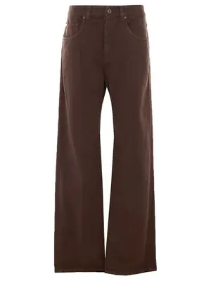 Brunello Cucinelli Cotton Wide Leg Pants - Brown