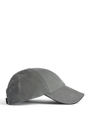 Balenciaga Tilted Typo Cotton Drill Baseball Cap - Grey