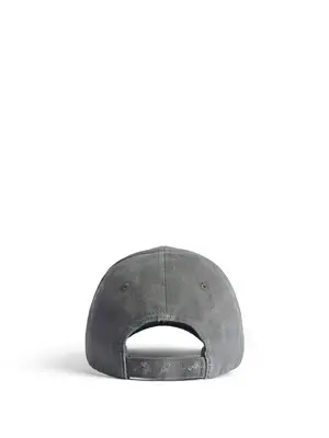 Balenciaga Tilted Typo Cotton Drill Baseball Cap - Grey