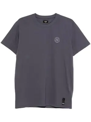 Fendi Cotton T-shirt With Ff Postcards Logo Print - Blue