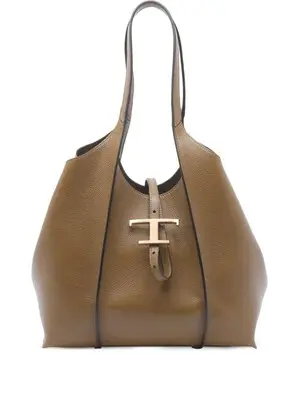 TOD`S T Timeless Small Leather Shopping Bag - Brown