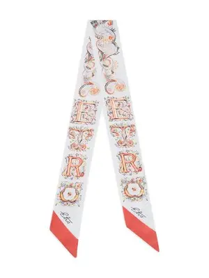 Etro Silk Scarf With Logo And Paisley Floral Pattern - Multi