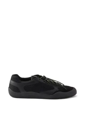Prada Speedrock Sneakers In Leather And Mesh - Black
