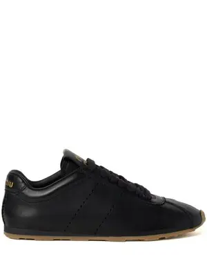Miu Miu Plume Nappa Leather Sneakers - Black